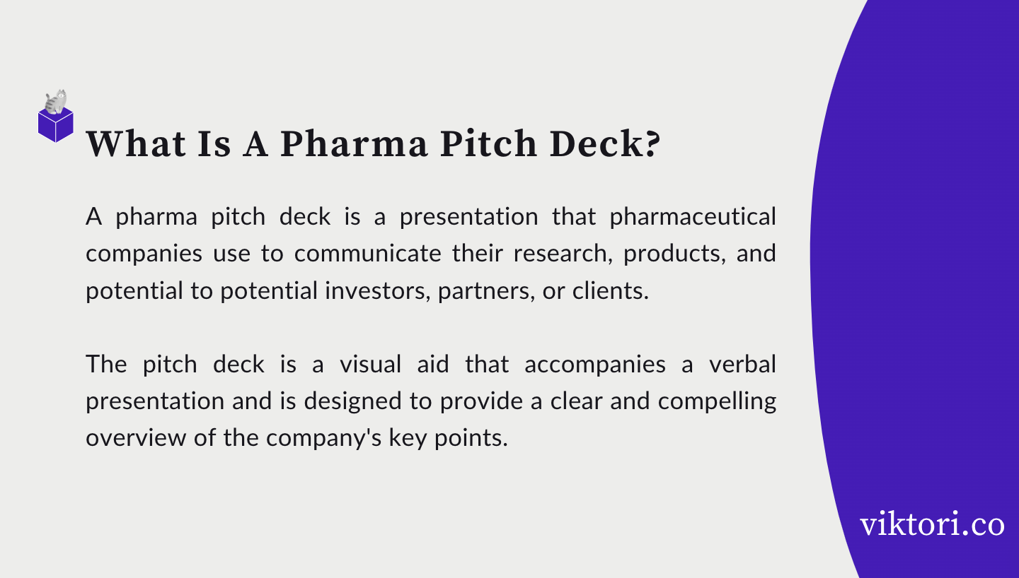 Investor Ready Pharma Pitch Deck | Template, Guide, Examples - Viktori