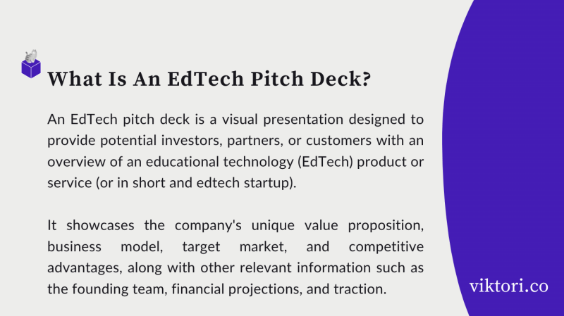 Edtech Pitch Deck Guide 2024 (Examples + Template Included) - Viktori