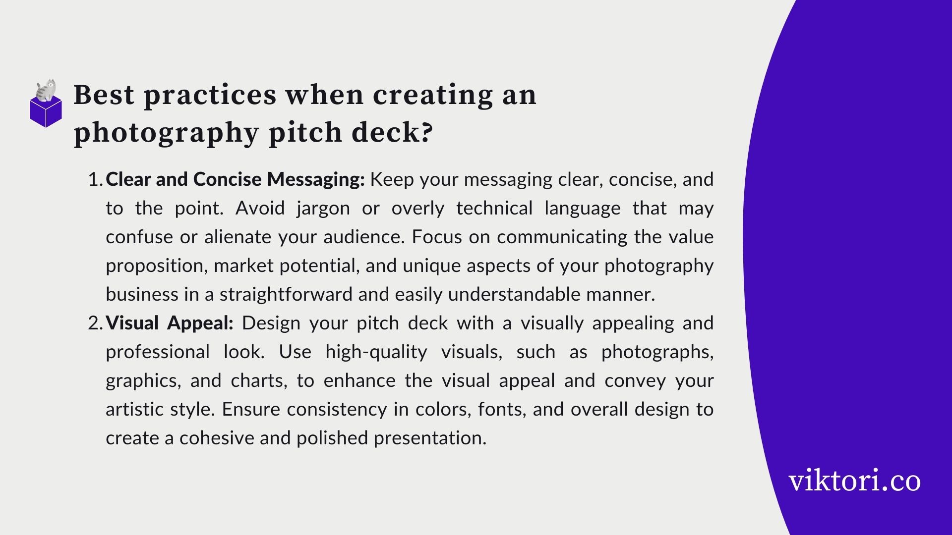 Photography Pitch Deck Guide 2024 | Examples, Template & More - Viktori