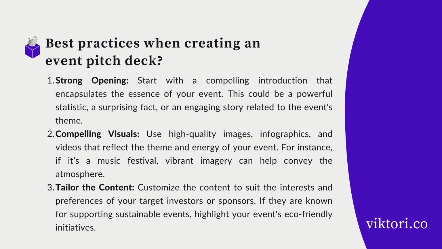 The Event Pitch Deck | Examples, Template & More - Viktori