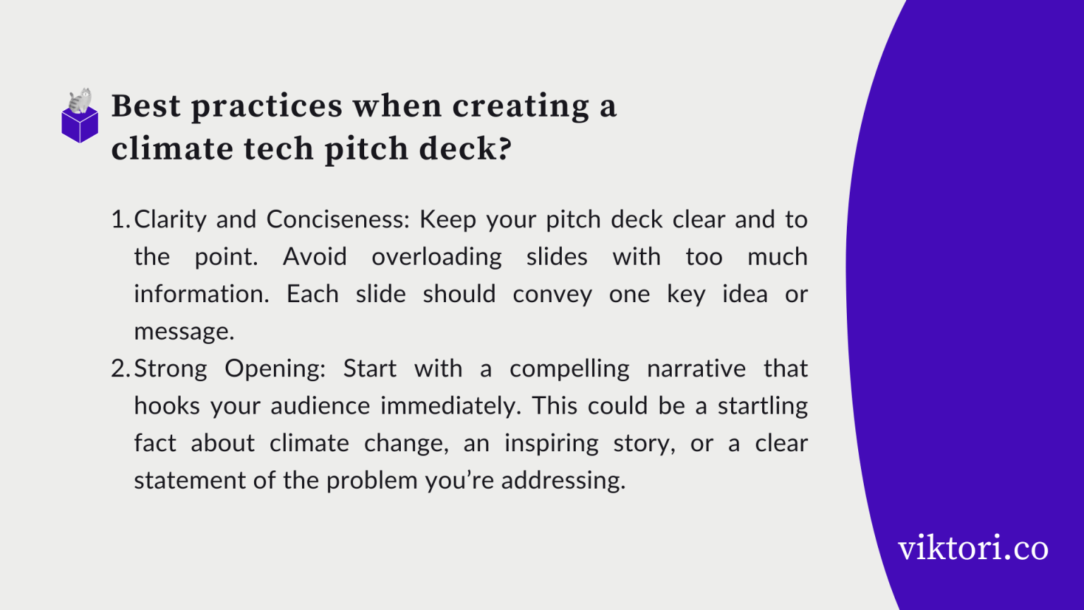 Climate Tech Pitch Deck Guide | Template & Examples - Viktori