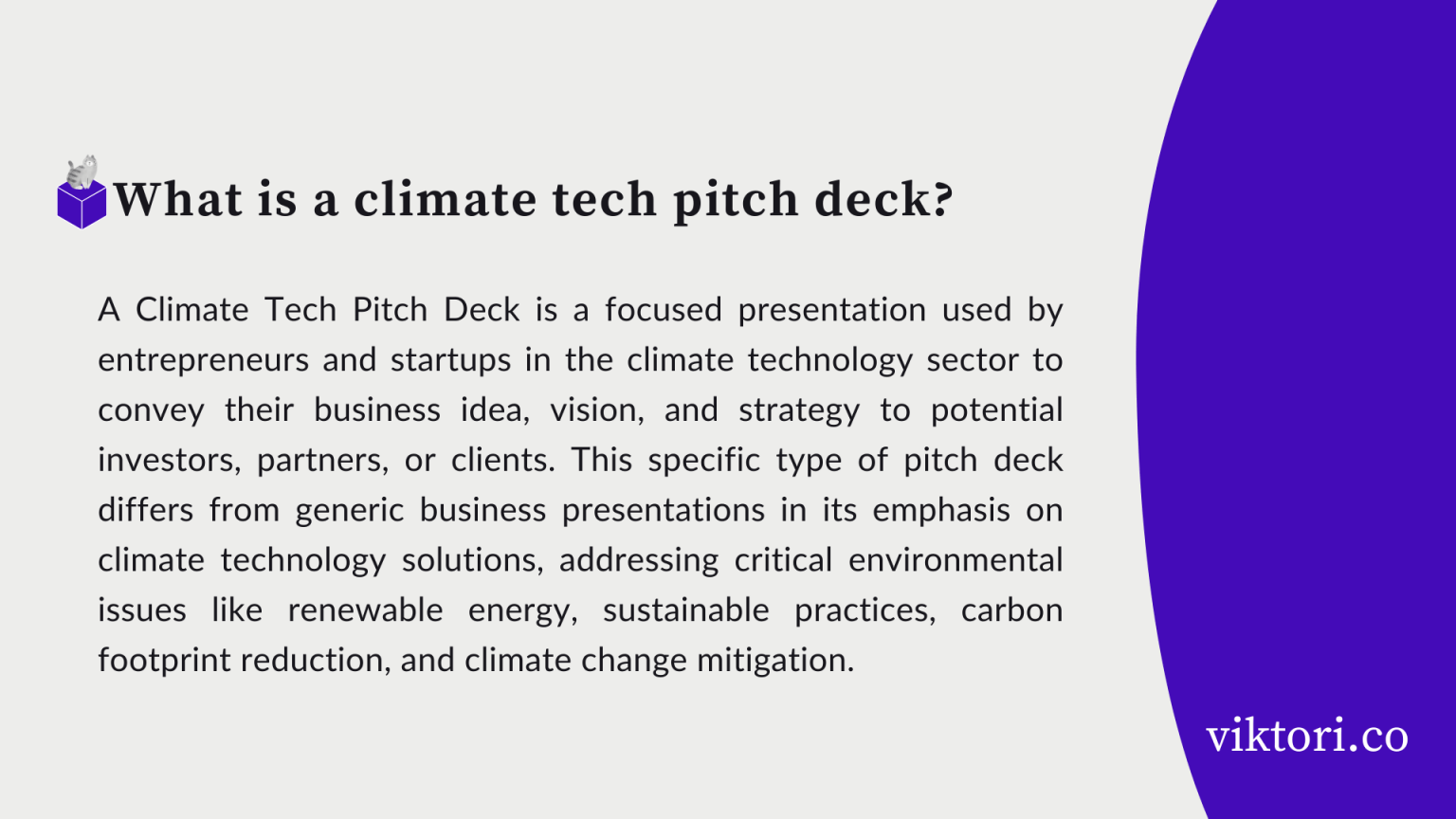 Climate Tech Pitch Deck Guide | Template & Examples - Viktori